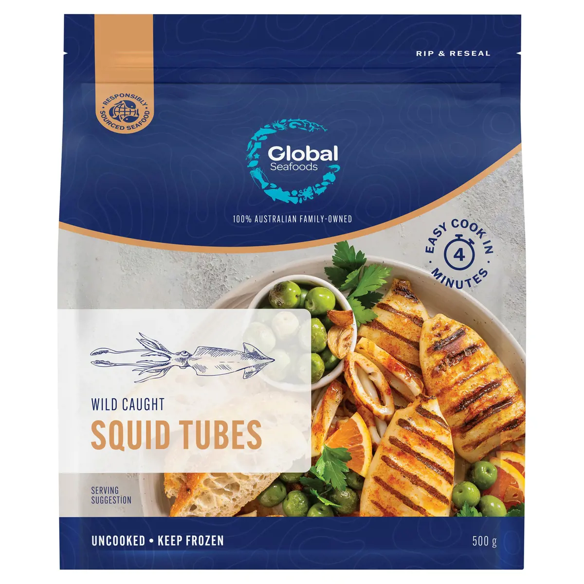 Global Seafoods | Wild Caught Squid Tubes